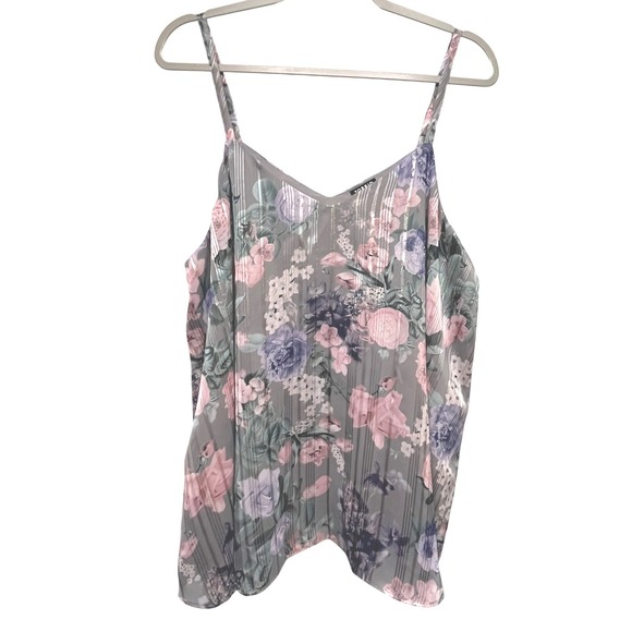 torrid | Tops | Torrid Sophie Floral Print Pleated Cami Tank Top X Gray ...
